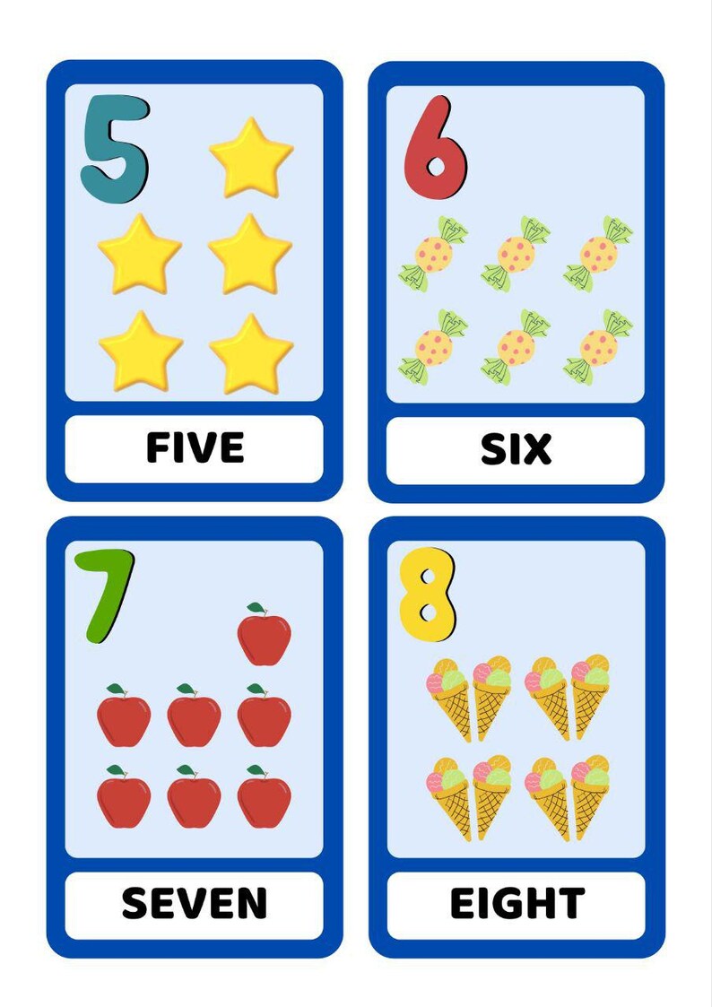 Cute Number Flashcards for Kids | Printable Numbers 1-10 | Preschool ...