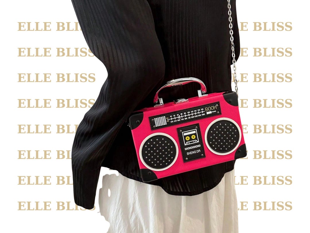 Pink Boombox Purse: Retro Radio Crossbody Bag With Chain - Etsy