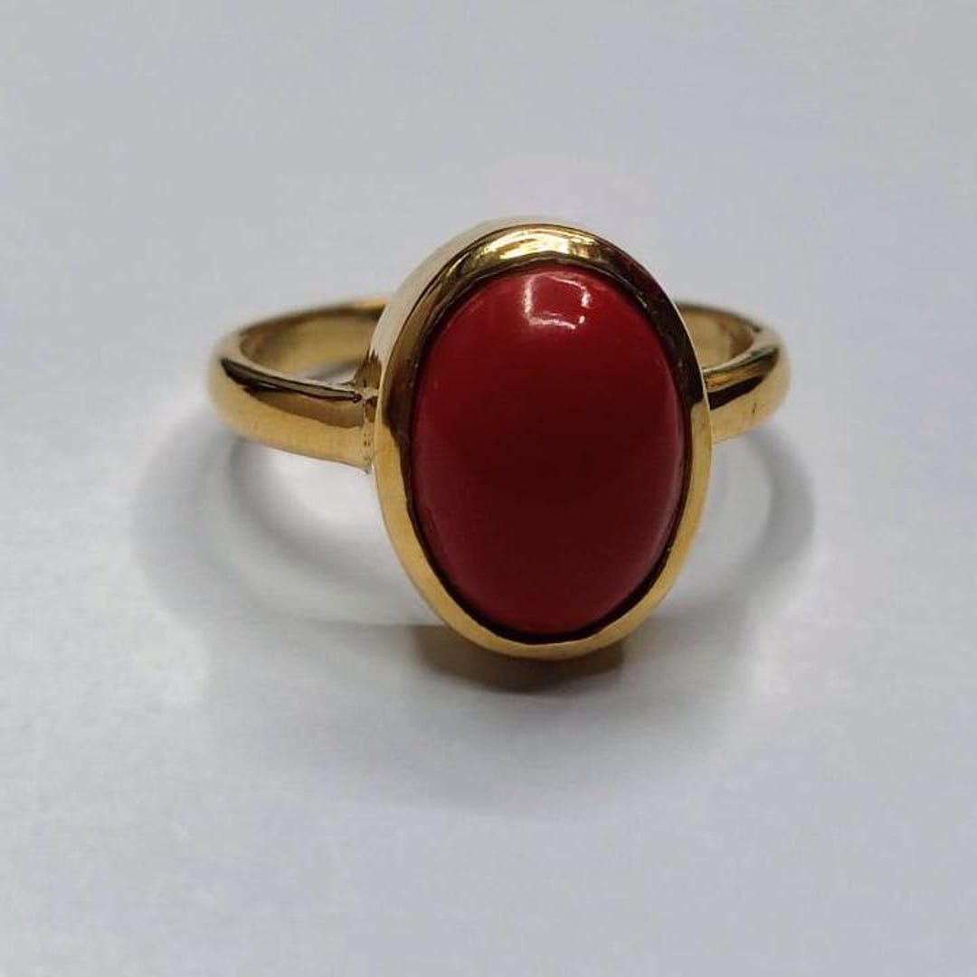 Handmade Moonga Red Coral Copper Ring Astrology Gemstone Jewelry - Etsy ...