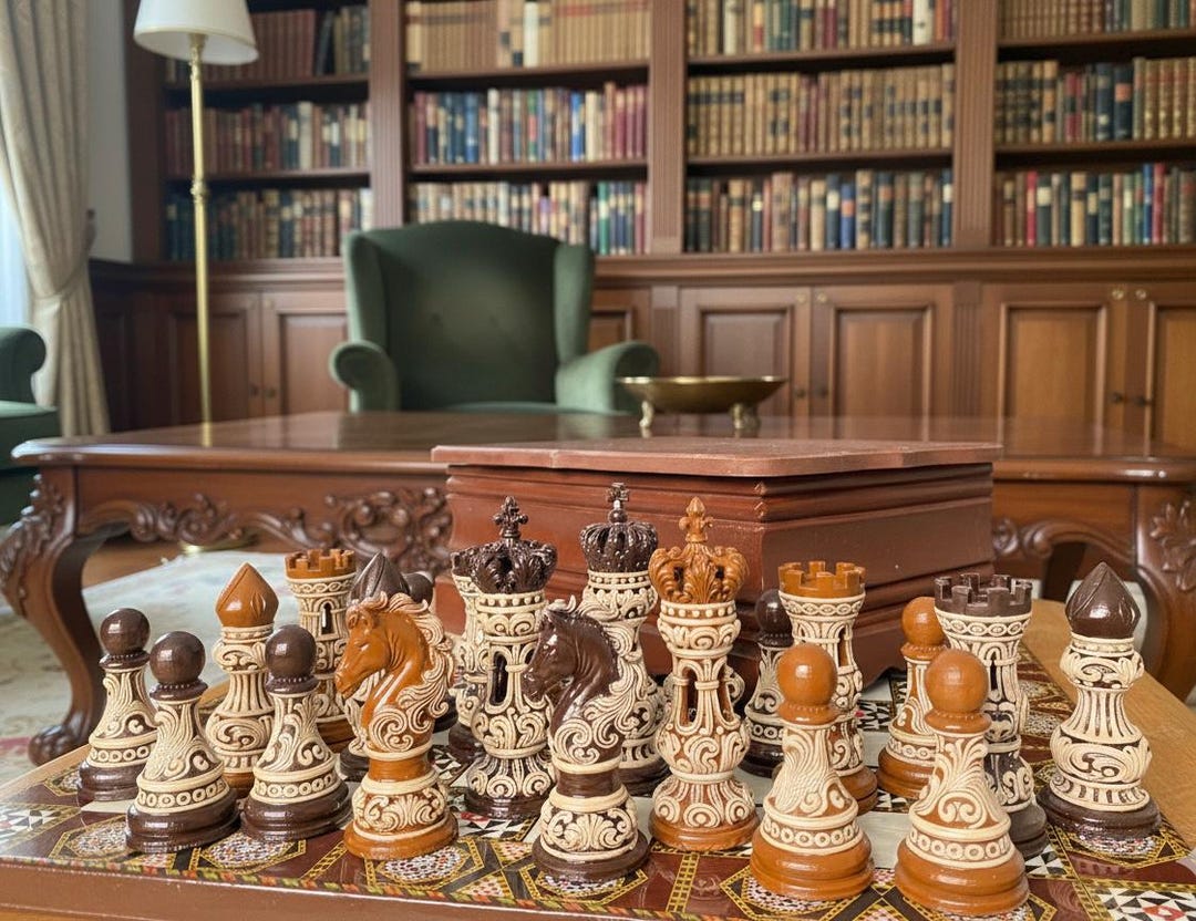 Luxury Baroque Staunton Ornate Chess Set-handpainted Luxury Pieces ...