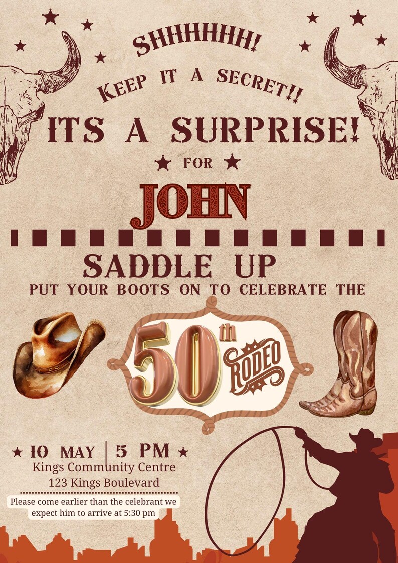 Editable Wild West Birthday Invitation | Instant Download Canva ...
