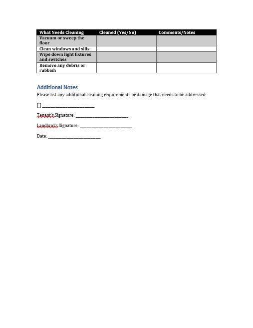 End of Tenancy Cleaning Checklist | Printable Property Cleanliness Form ...