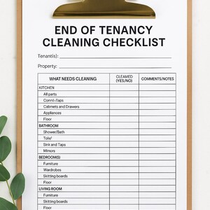 End of Tenancy Cleaning Checklist | Printable Property Cleanliness Form ...