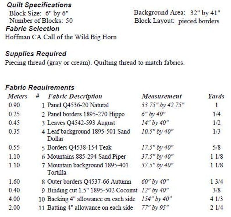 Mountain Sheep Quilt Epattern, 5223-1e, Digital Pattern, Panel Lap ...