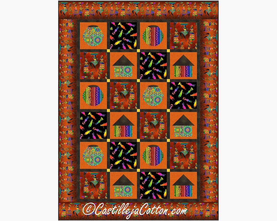 African Hut and Bowls Quilt Epattern, 5836-1e, Digital Pattern, Lap ...