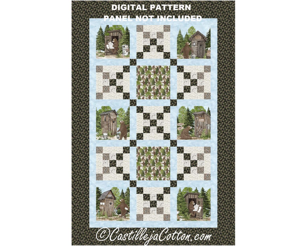 Bears and Toilets Quilt Pattern, 5419-11e, Digital Pattern, Panel Lap ...
