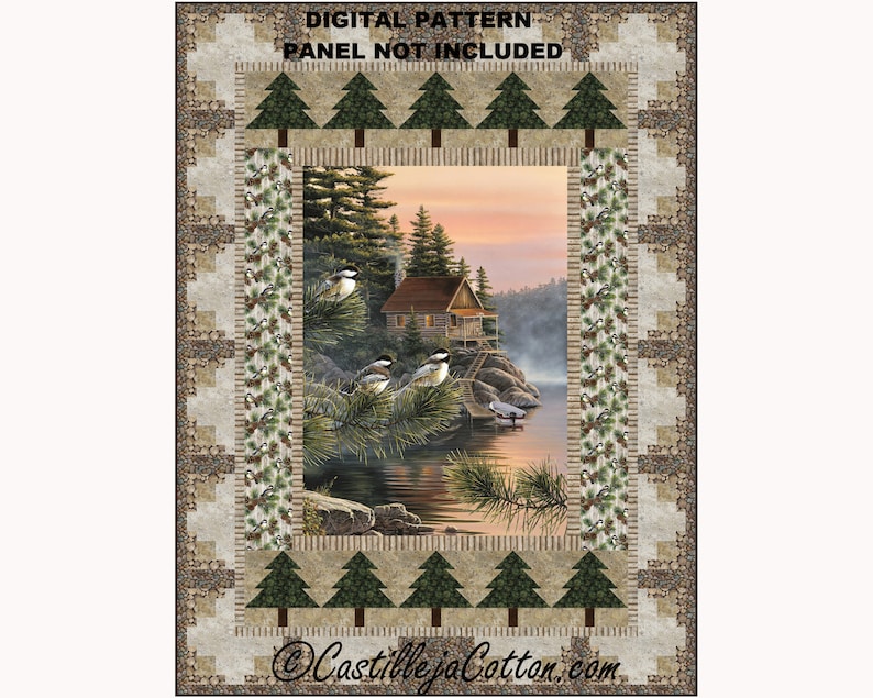 Cabin by the Lake Quilt Epattern, 5791-1e, Digital Pattern, Cabin Panel ...