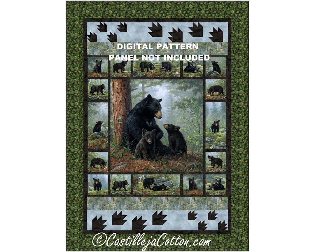 Mama Bear and Cubs Quilt Pattern, 5881-2e, Digital Pattern, Bear Panel ...