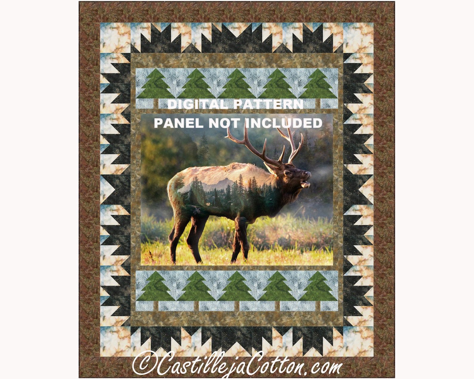 Elk in the Meadow Quilt Epattern, 5799-1e, Digital Pattern, Elk Panel ...