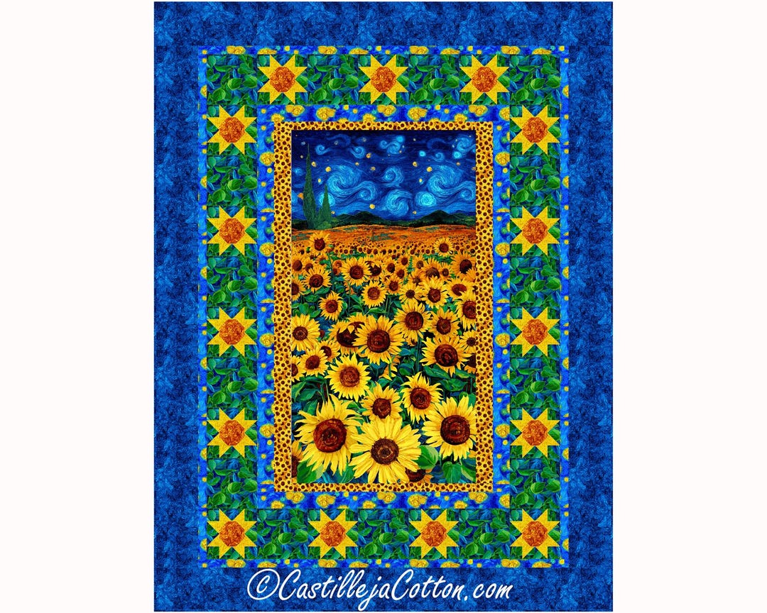 Sunflower Symphony Quilt Pattern, 6004-1e, Digital Pattern, Panel Lap ...