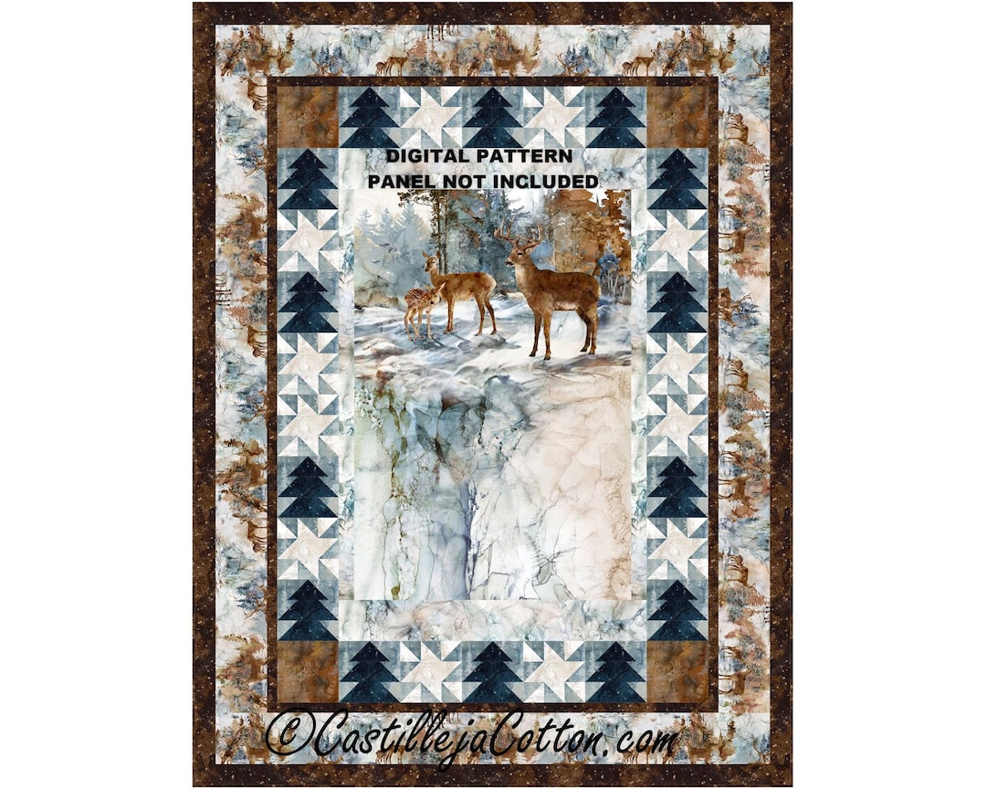 Highland Deer Quilt Pattern, 5858-2e, Digital Pattern, Deer Panel Lap ...