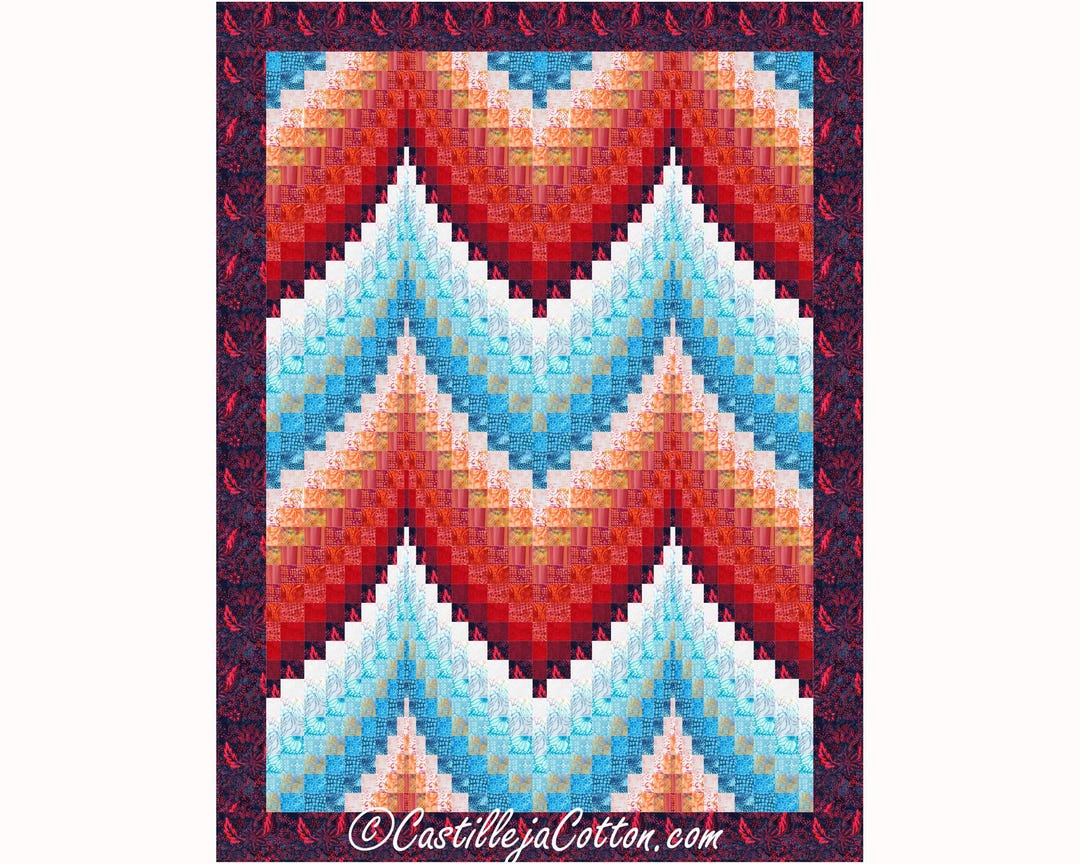 Bargello Icy Embers Quilt Pattern, 5377-4e, Digital Pattern, Twin Bed Bargello Quilt Pattern ...
