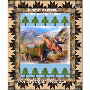 Autumn Moose Quilt Epattern, 5450-1e, Digital Pattern, Moose Panel Lap ...