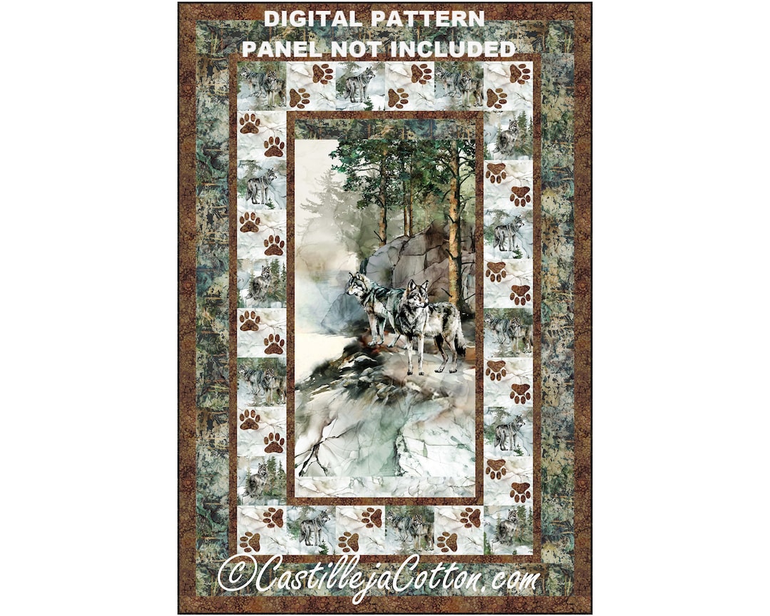 Lone Wolves Quilt Epattern, 5588-4e, Digital Pattern, Wolf Panel Quilt ...