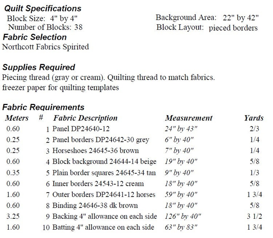 Horses and Horseshoes Quilt Epattern, 5679-1e, Digital Pattern, Horse ...