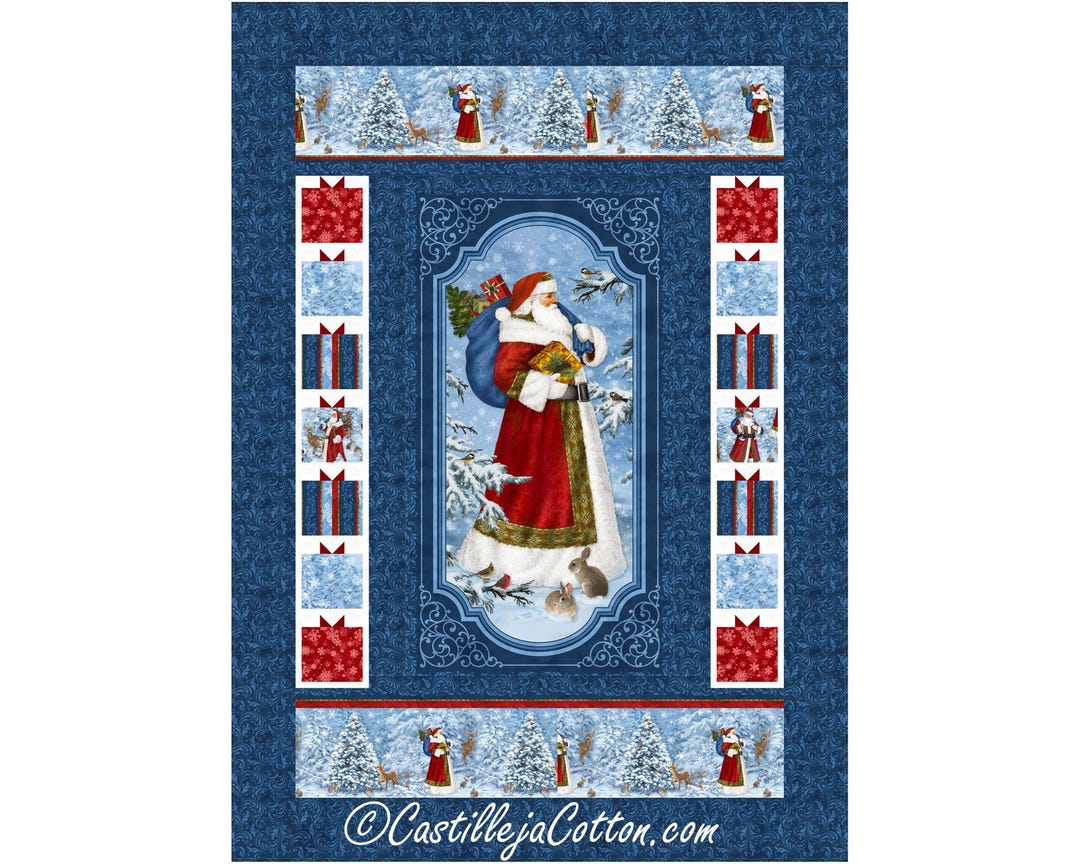 Santa in the Forest Quilt Pattern, 5431-3, Digital Pattern, Santa Panel ...