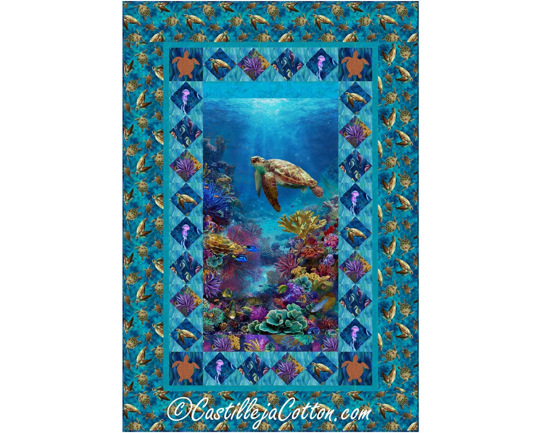 Turtles and Sea Life Quilt Epattern, 5887-1e, Digital Pattern, Hoffman ...