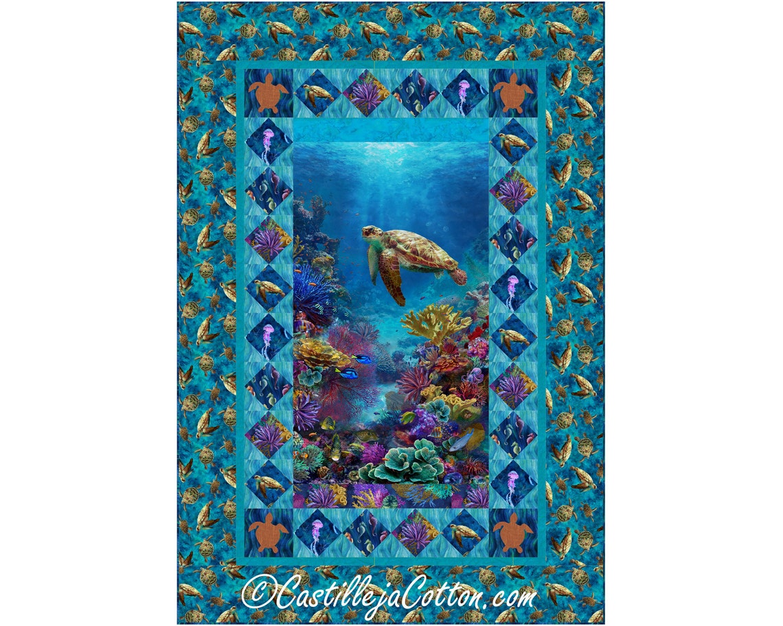 Turtles and Sea Life Quilt Epattern, 5887-1e, Digital Pattern, Hoffman ...