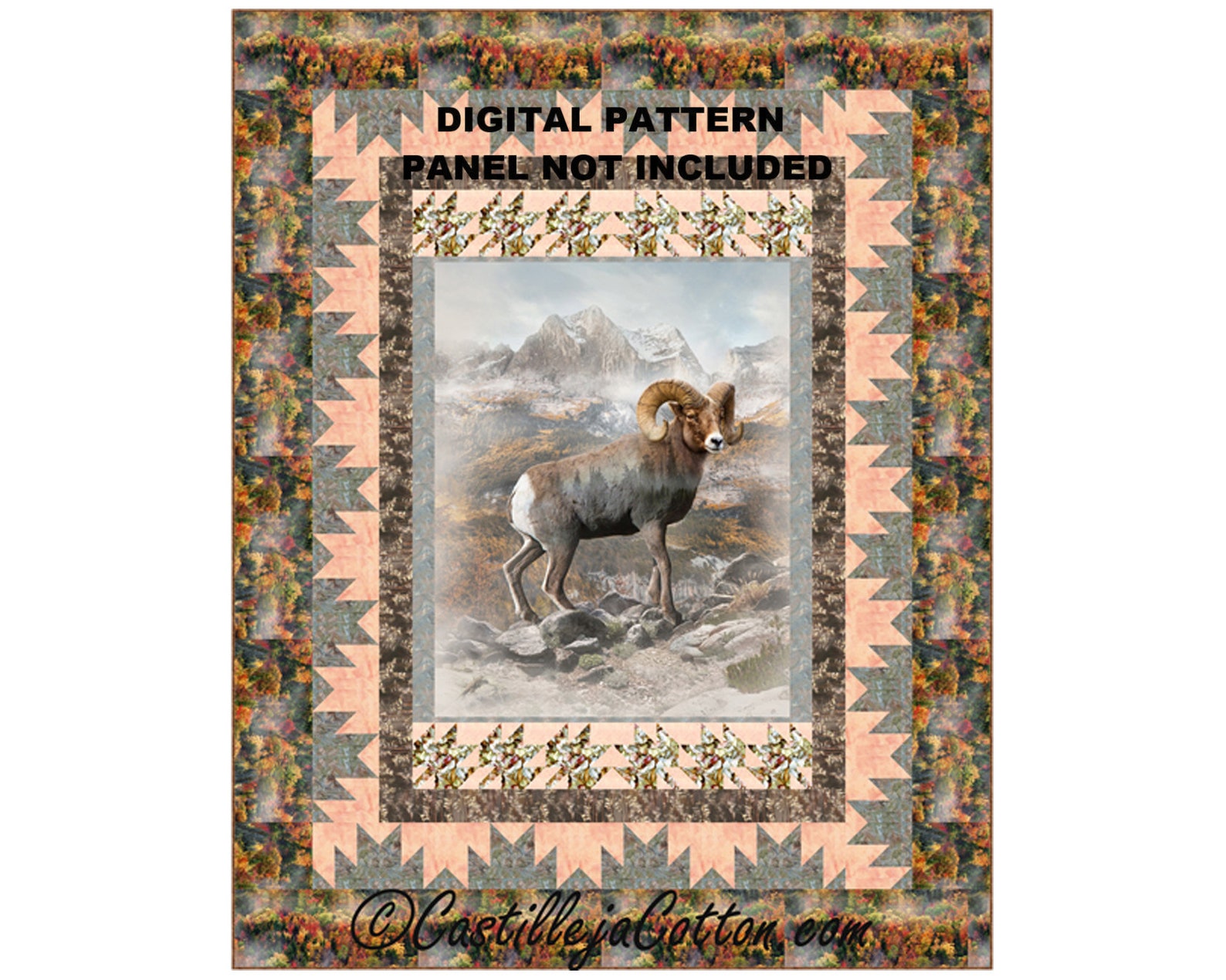 Mountain Sheep Quilt Epattern, 5223-1e, Digital Pattern, Panel Lap ...