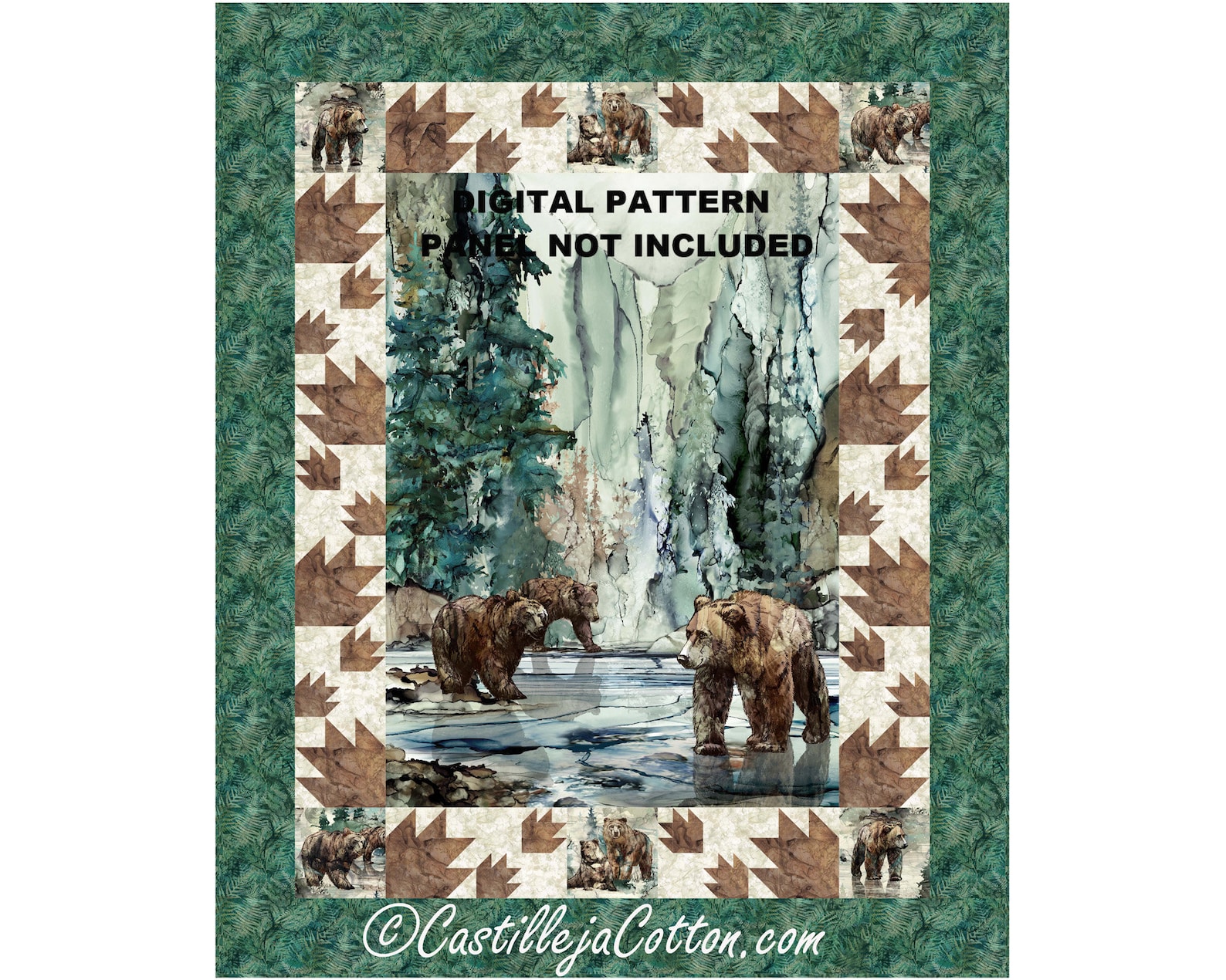 Bears Fishing Panel Quilt Epattern, 5176-4e, Digital Pattern, Bear ...