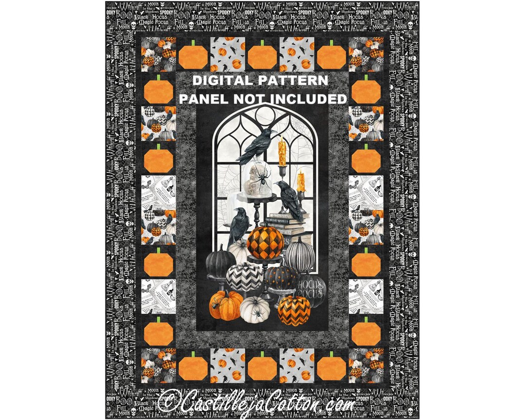 Pumpkins and Ravens Quilt Pattern, 5901-1e, Digital Pattern, Halloween ...