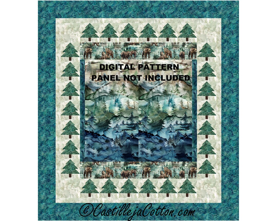 Bears, Peaks and Trees Quilt Epattern, 5808-1e, Digital Pattern, Wilderness Panel Lap Quilt ...