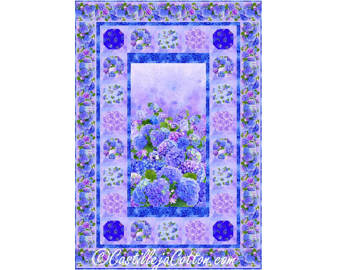 Hydrangea Panel Quilt Epattern, 5838-1e, Digital Pattern, Panel Lap ...