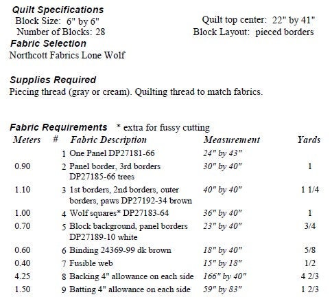 Lone Wolves Quilt Epattern, 5588-4e, Digital Pattern, Wolf Panel Quilt ...