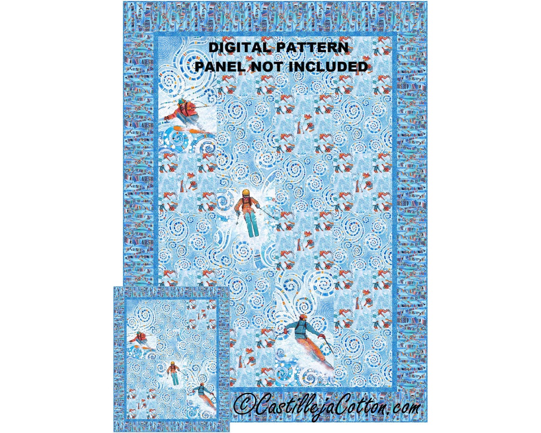 Downhill Skiing Quilt Epattern, 5724-0e, Digital Pattern, Skiing Lap ...