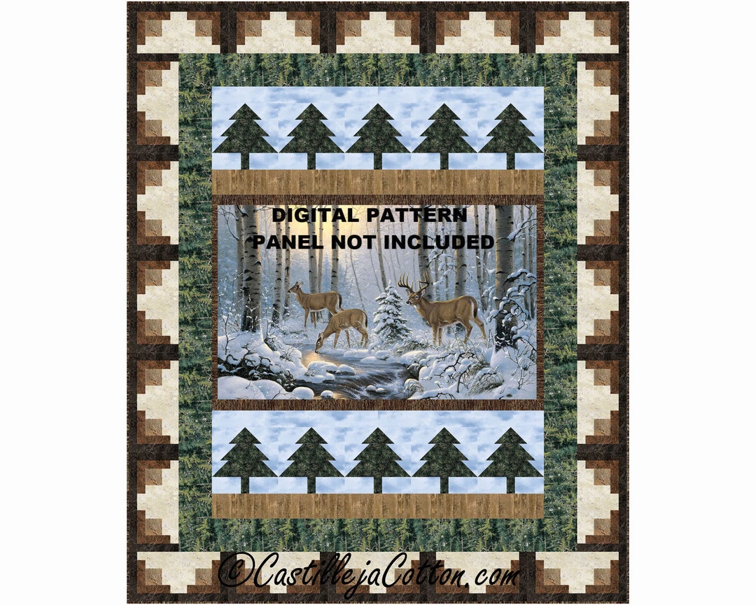 Pine Valley Deer Quilt Pattern, 5438-1, Digital Pattern, Panel Lap ...
