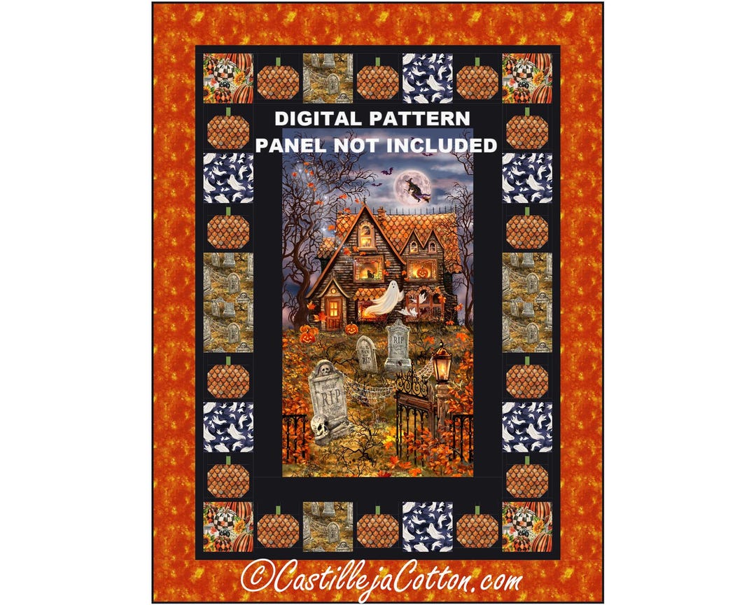 Bewitched House Quilt Pattern, 5901-3e, Digital Pattern, Halloween ...