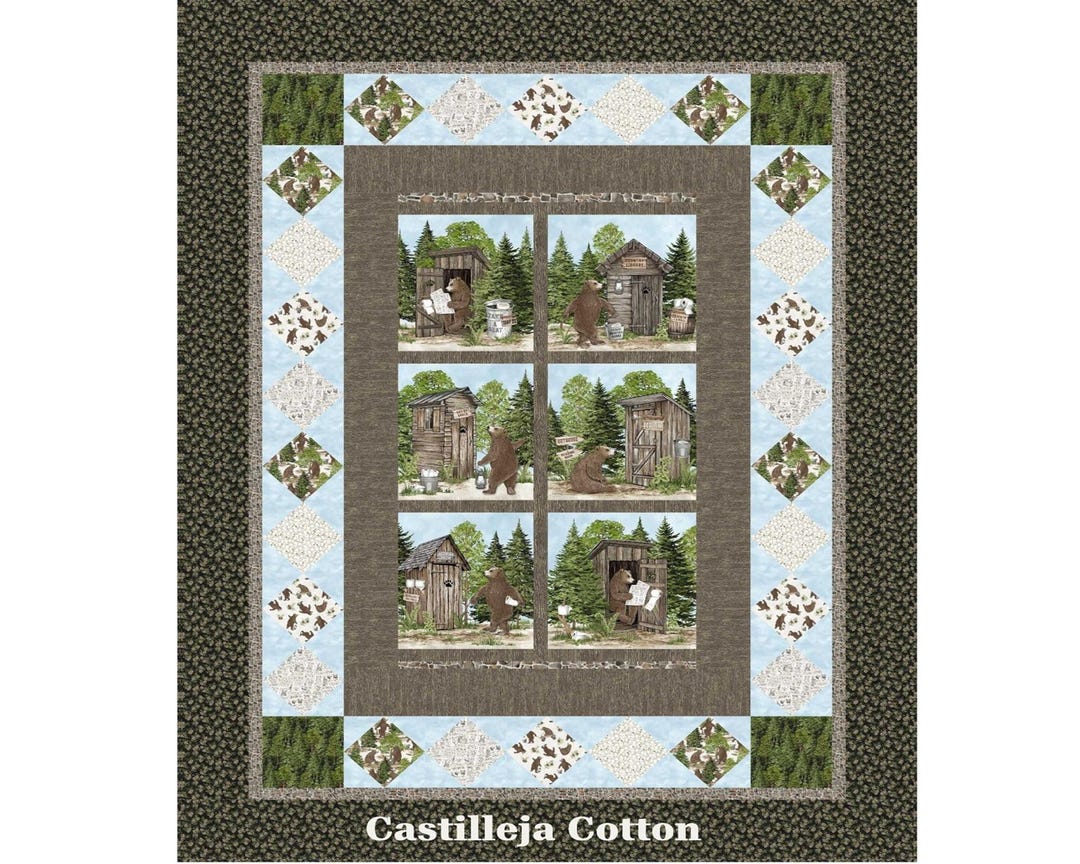 Bears Visiting the John Quilt Pattern, 6048-1, Digital Pattern, Panel ...