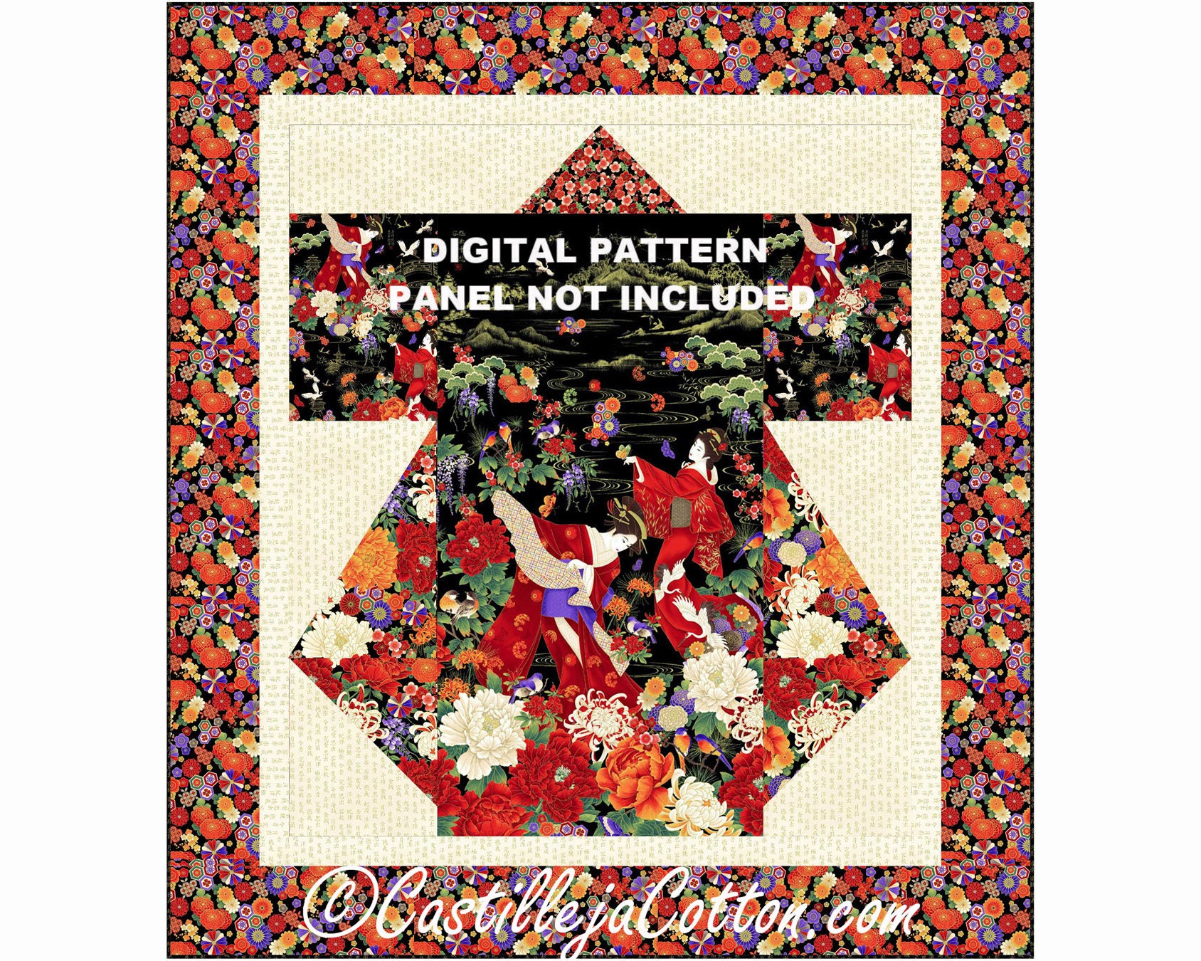 Panel Kimono King Quilt ePattern kimono king quilt pattern digital ...