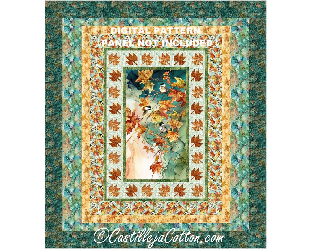 Autumn Chickadees Queen Quilt Pattern, 5525-4e, Digital Pattern, Panel ...