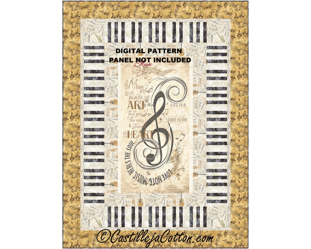 Piano Music Quilt Pattern, 5937-1e, Digital Pattern, Panel Lap Quilt ...