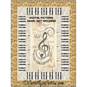 Piano Music Quilt Pattern, 5937-1e, Digital Pattern, Panel Lap Quilt ...