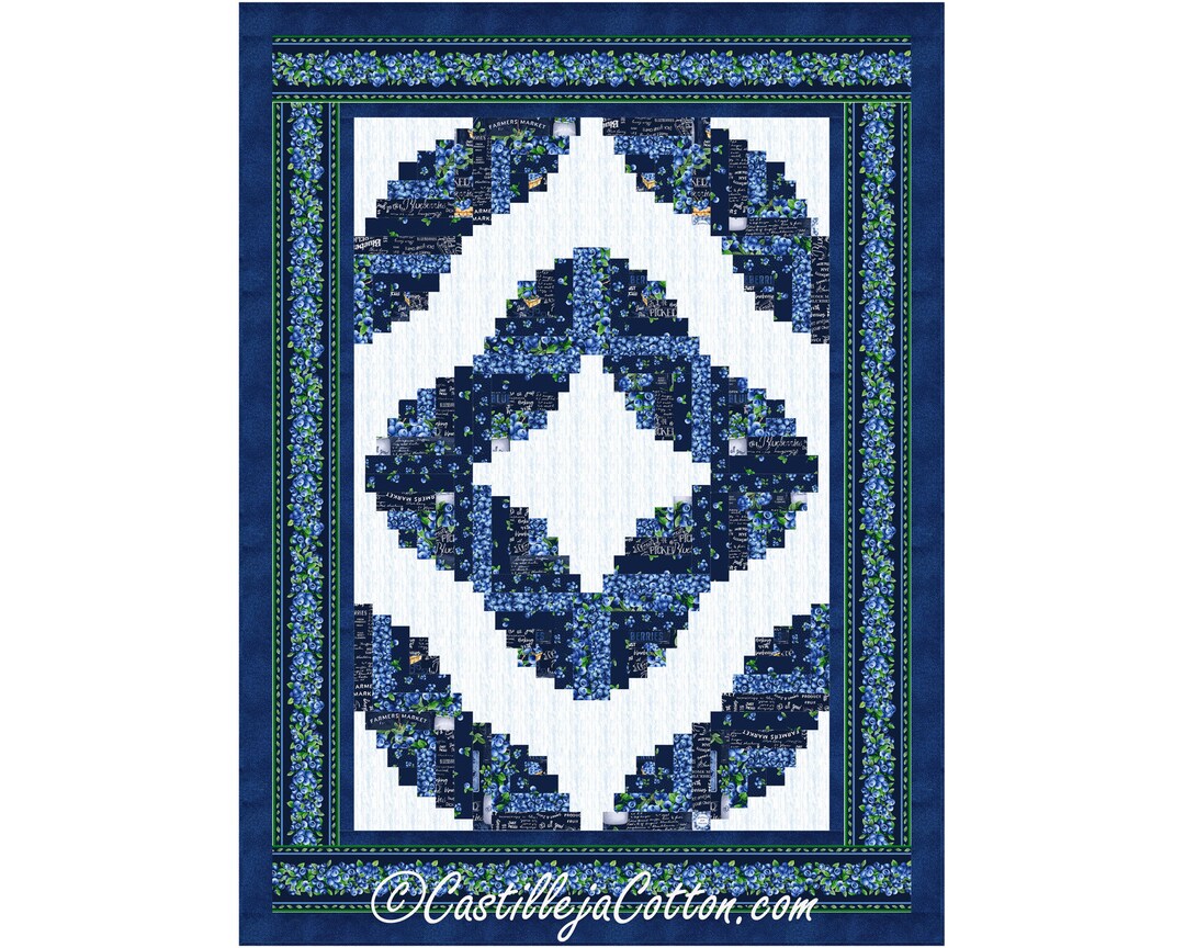 Crescent Log Cabin Blueberry Quilt Pattern, 5482-5e, Lap Log Cabin ...