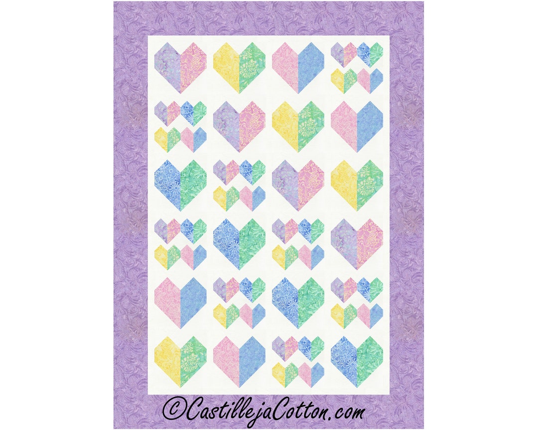 Pixie Hearts Quilt Epattern, 5930-1e, Digital Pattern, Heart Lap Quilt Pattern, Timeless ...
