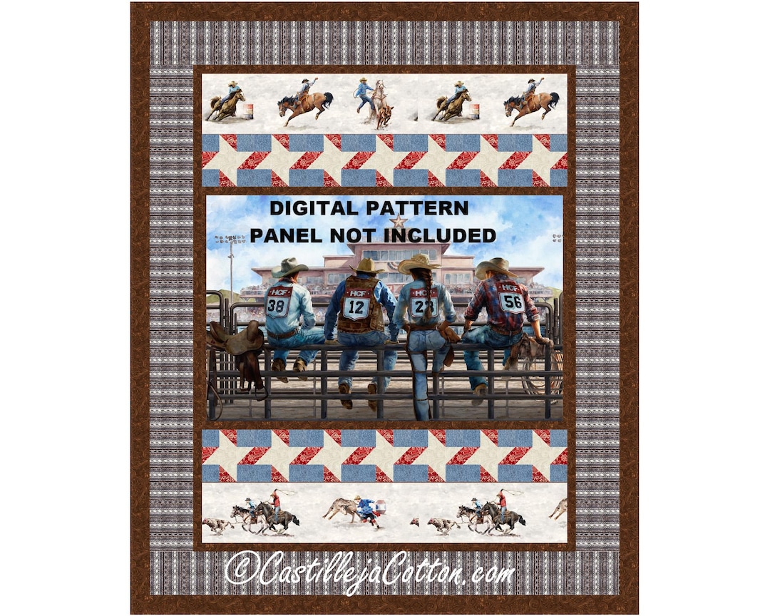 Watching the Rodeo Quilt Pattern, 6010-1e, Digital Pattern, Rodeo Panel ...