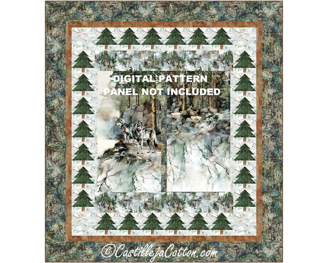 Lone Wolves Queen Quilt Epattern, 5808-2e, Digital Pattern, Wolf Panel ...