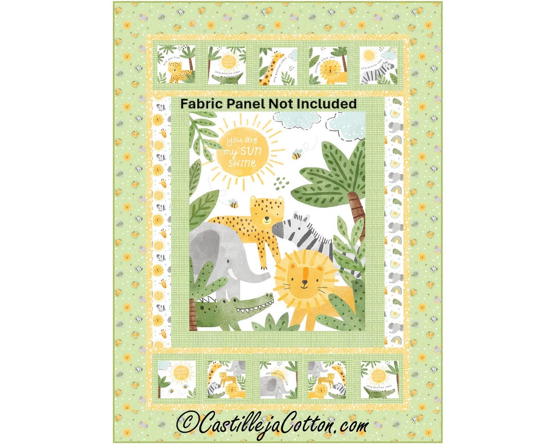 Sunny Jungle Quilt Pattern, 5992-1e, Digital Pattern, Panel Lap Quilt ...