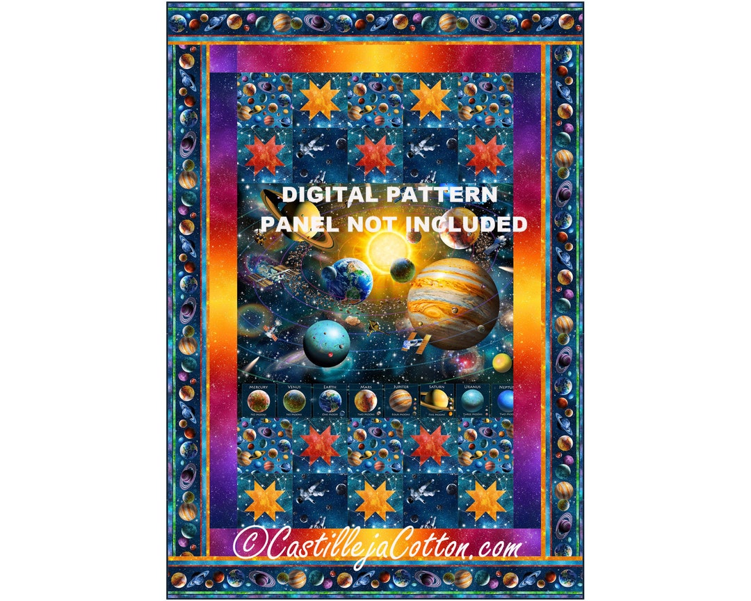 Planets in Space Quilt Epattern, 5723-1e, Digital Pattern, Space Panel ...