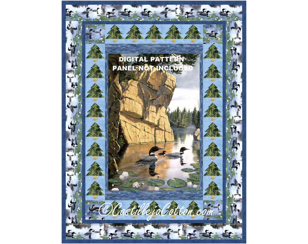 Loons in a Lily Pond Quilt Pattern, 5904-1e, Digital Pattern, Panel Lap ...
