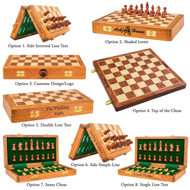 Personalized Wooden Magnetic Chess Set, Luxury Travel Chess Board ...