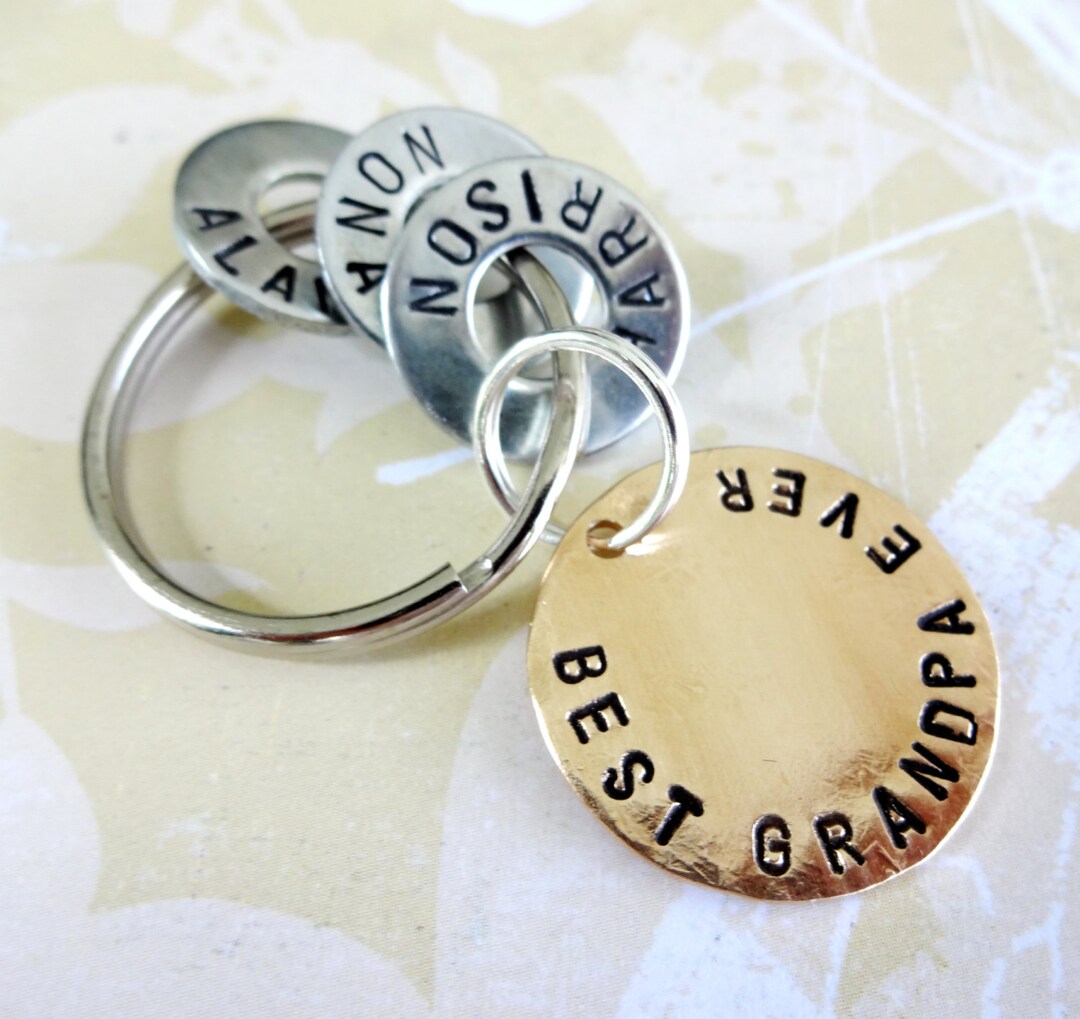 Personalized Grandpa Keychain - Grandparent Christmas Birthday Hand ...