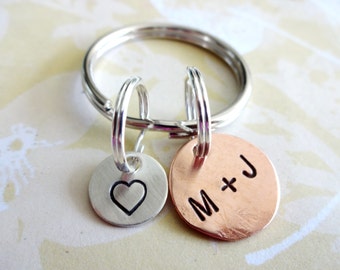 NAMASTE Hand Stamped Copper Heart Key Chain With Sterling - Etsy