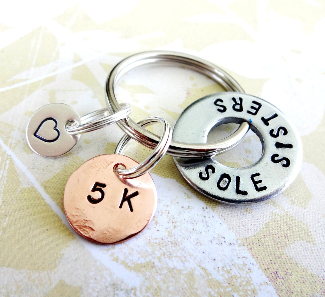 SOLE SISTERS Runners Key Chain With a Copper Disc Sterling - Etsy
