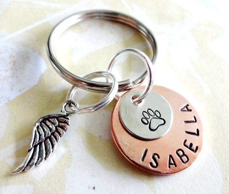 Memorial Keychain - Pet - Dog - Cat - Personalized Hand Stamped Key ...