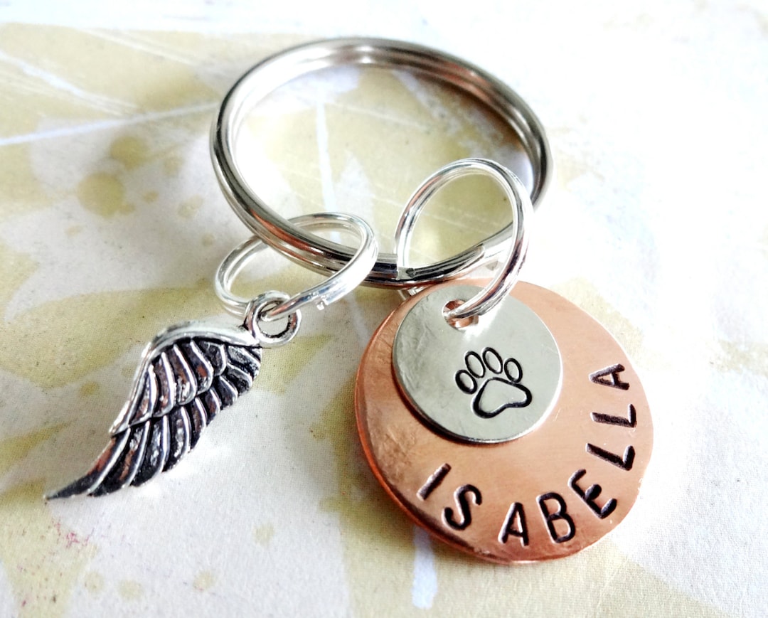 Memorial Keychain - Pet - Dog - Cat - Personalized Hand Stamped Key ...