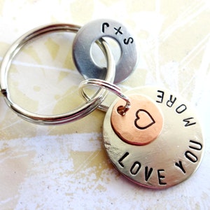 LOVE YOU MORE Key Chain With Heart Personalized Hand Stamped Key Chain ...